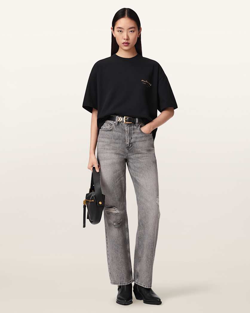 Underground Etta Cow Print Fit T-Shirt BLACK/COW PRINT | ALLSAINTS